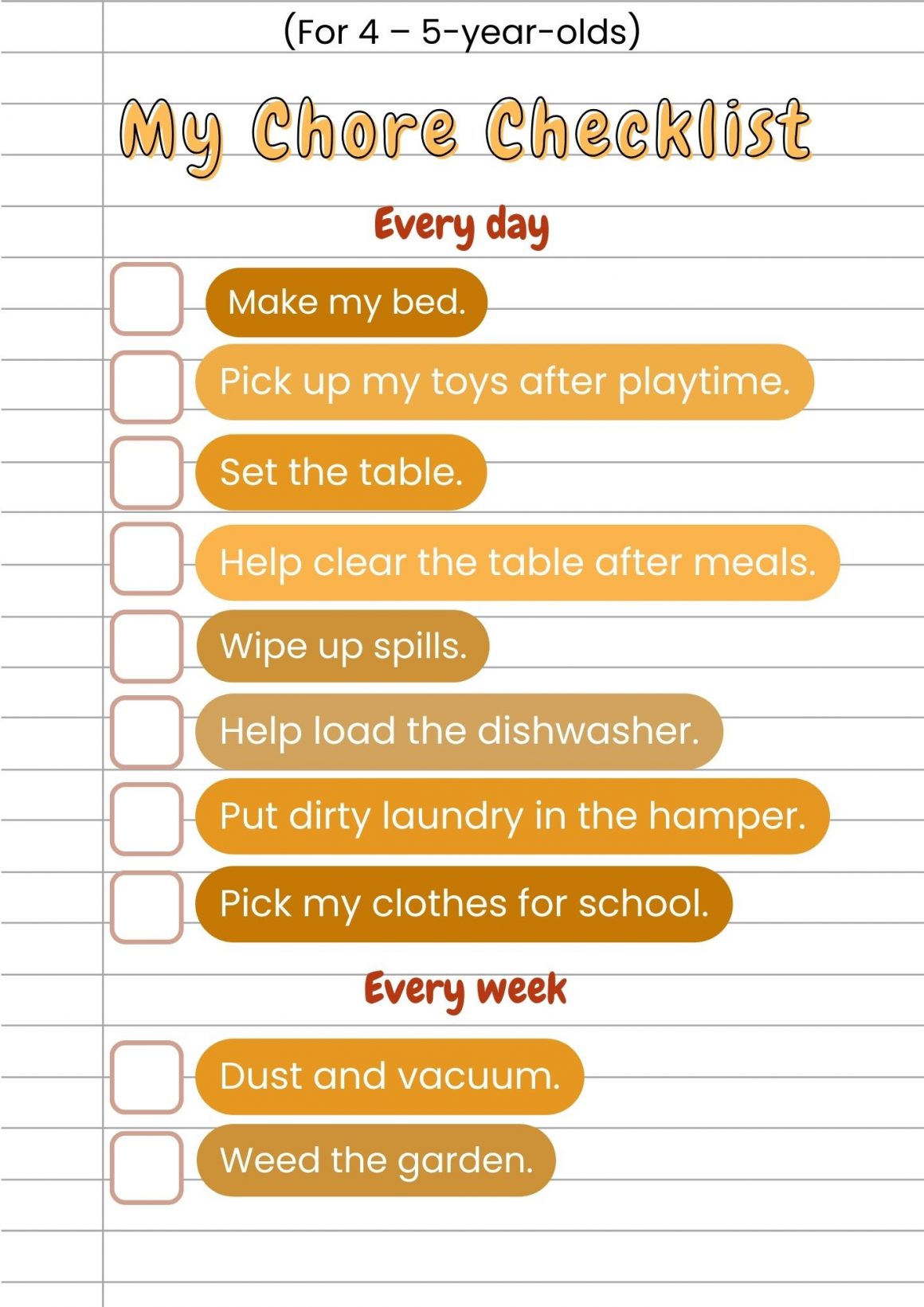 Age-appropriate chores for kids to do at home