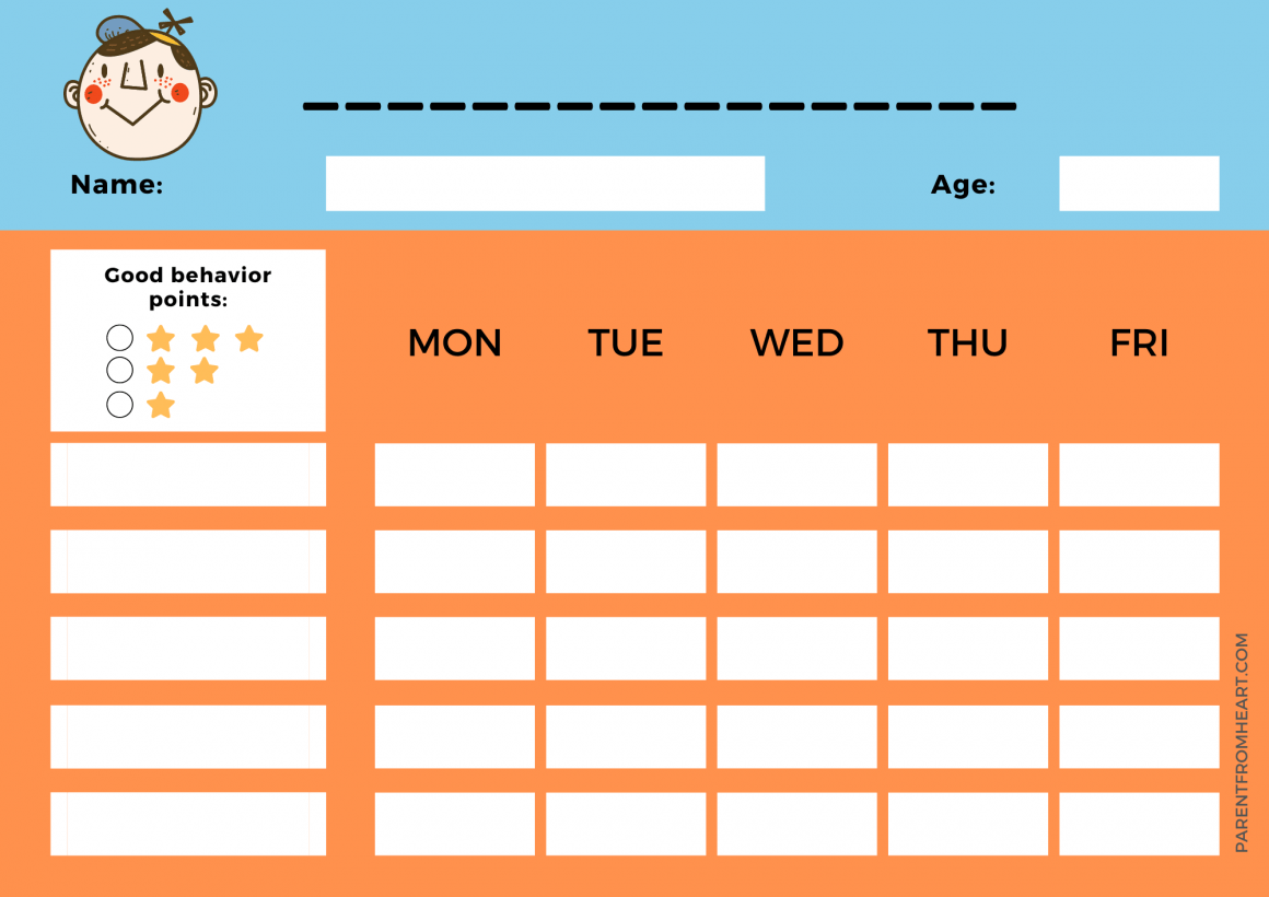 Free, Printable, and Cute Behavior Charts for Kids - Parent From Heart